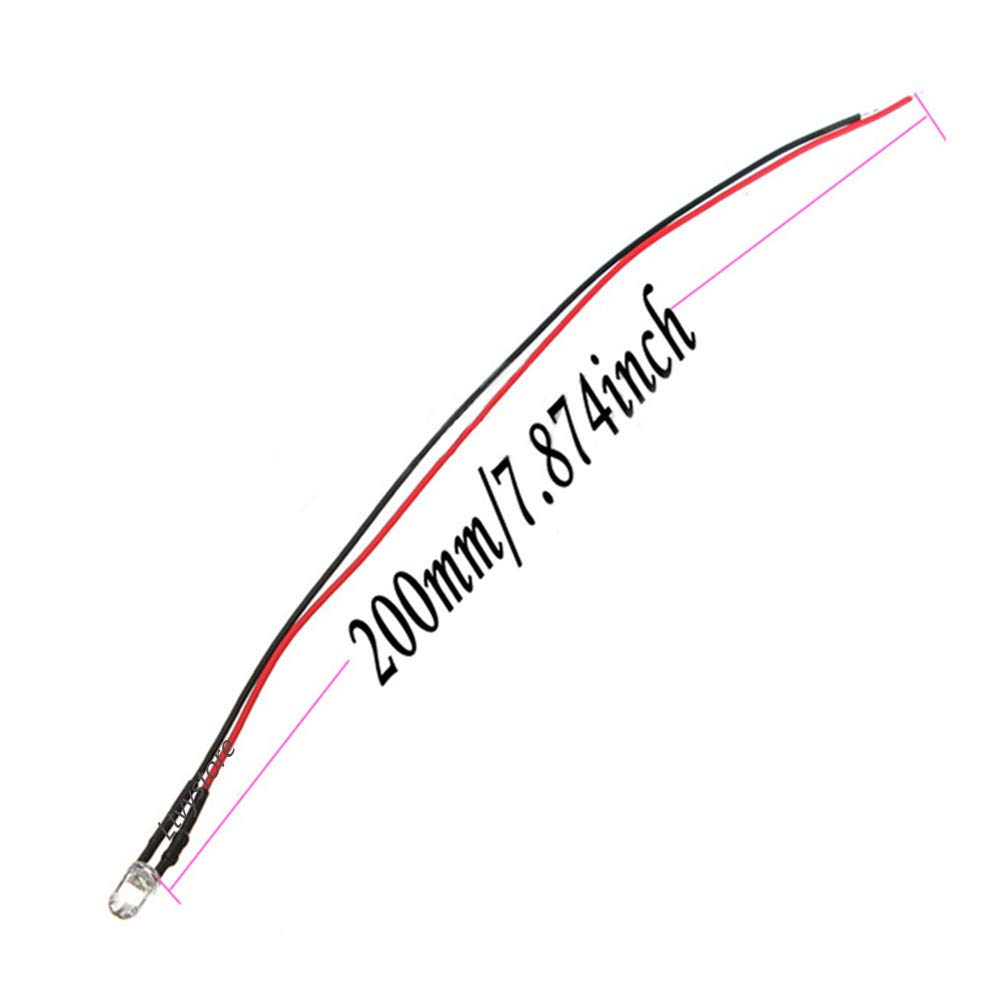 Ltvystore 30Pcs 3MM 12V White LED Pre Wired Prewired 7.87 Inch Lamp Light Bulb Prewired Emitting Diode & 30Pcs Black 3MM LED Plastic Clip Holder Display Panel