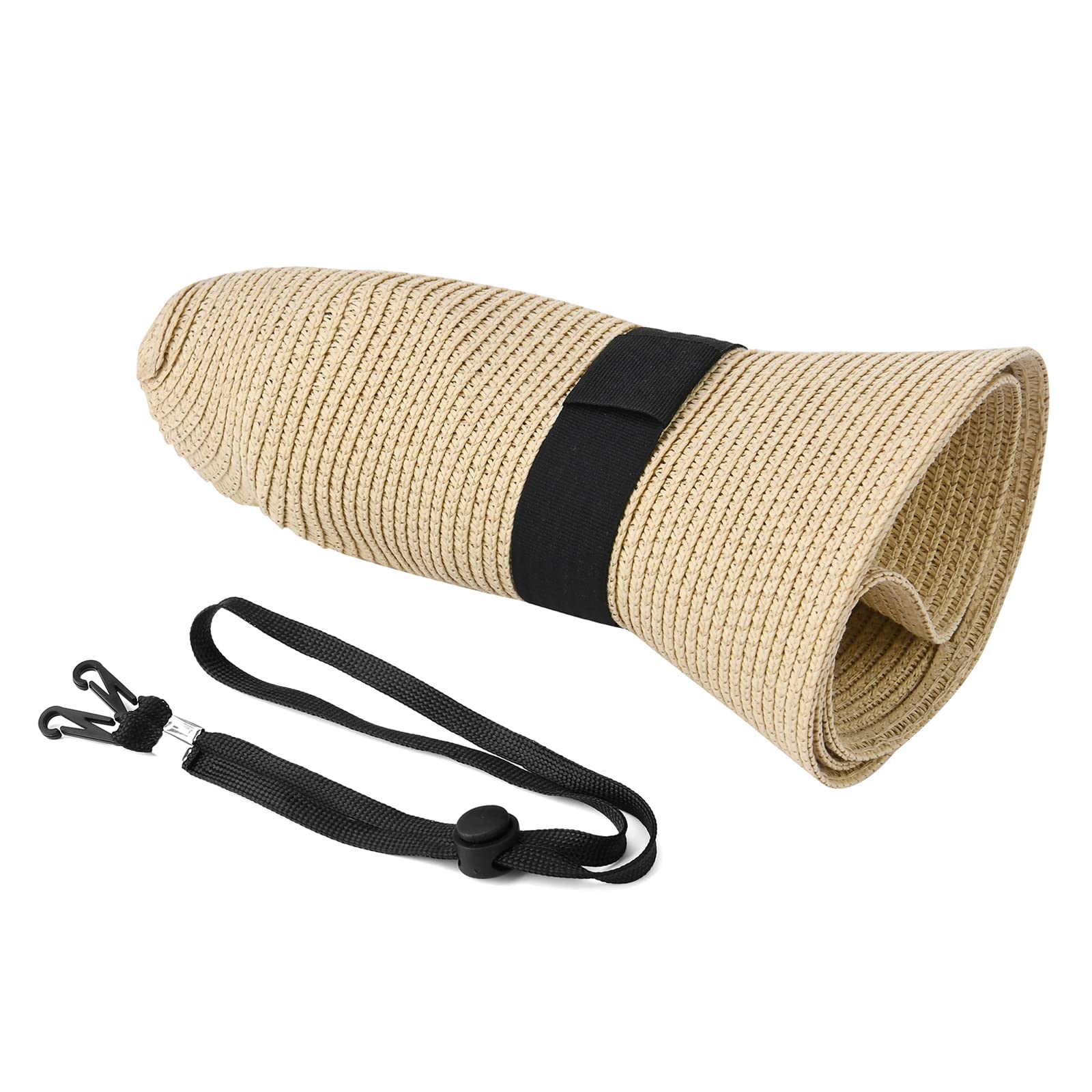 Straw Panama Hat for Women Men Summer Fedora Beach Sun Hat with Chin Strap Adjustable Foldable Floppy Wide Brim Hat(Beige)