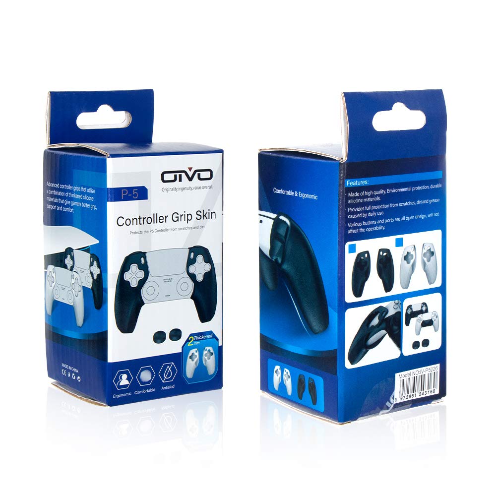 RALAN Silicone Rubber Cover Skin case Anti-Slip Water Transfer Customize for PS5 Controller + Extra Thumb Grips x 10.