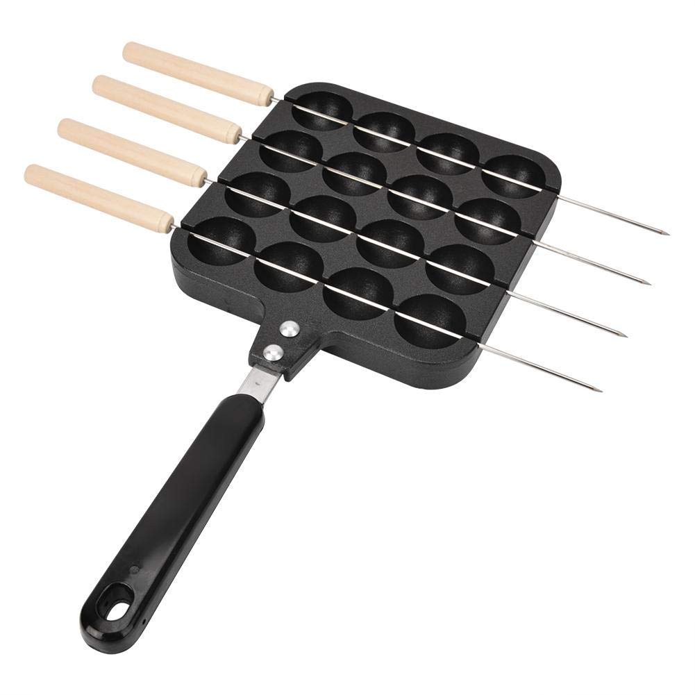 Takoyaki Pan, Non-stick Cast Aluminum Takoyaki Grill Pan with 4 Baking Needle, Ergonomic Design Takoyaki Maker, for Takoyaki and Round Pancakes