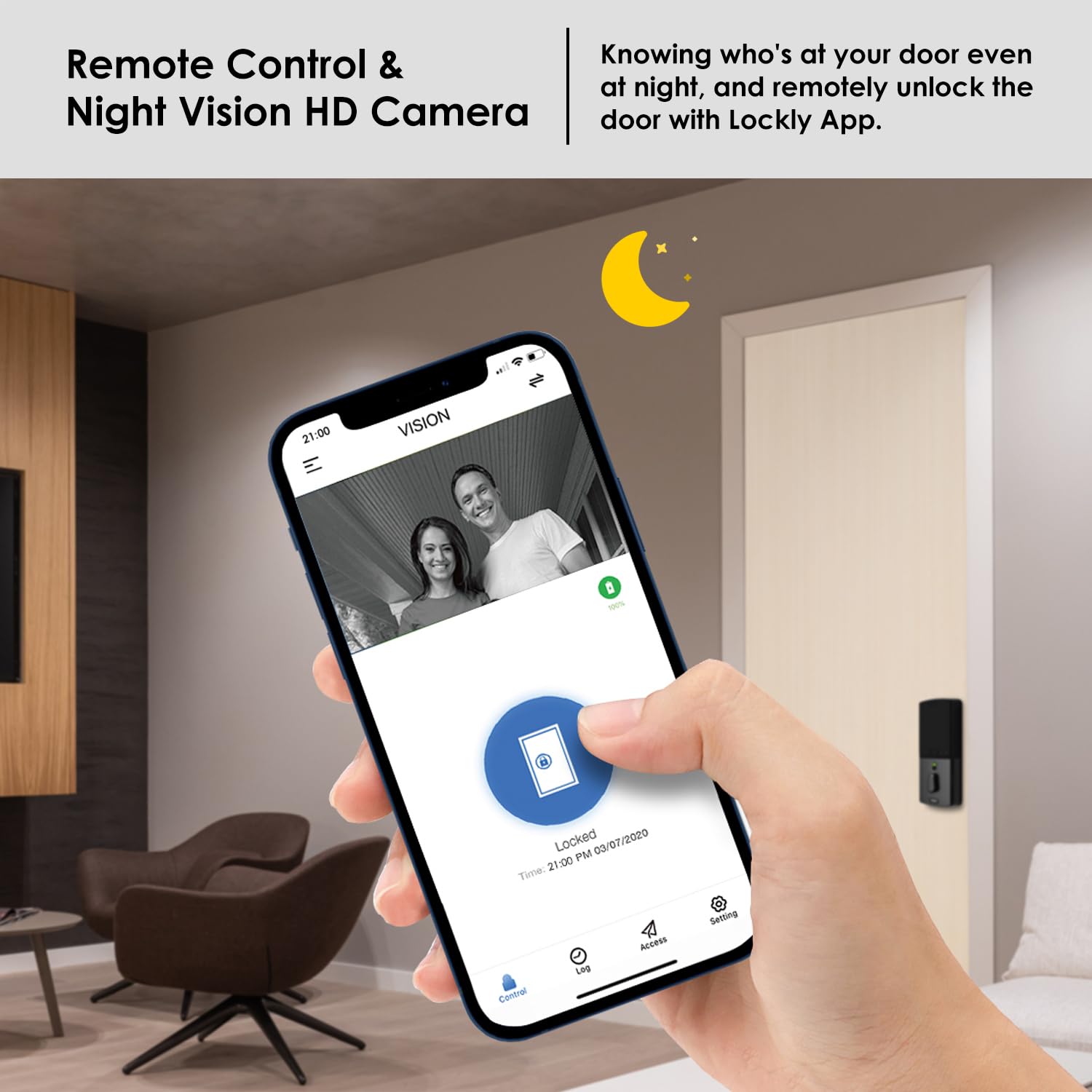 Lockly Secure Pro Wi-Fi Smart Lock Keyless Entry Door Lock Satin Nickel and Lockly Vision Video Doorbell Camera Smart Lock Venetian Bronze