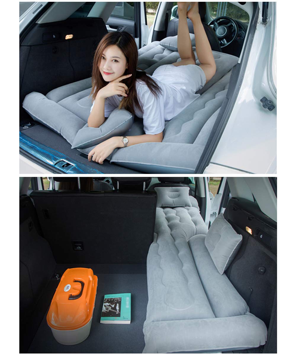 MEISO Car SUV Air Mattress Camping Bed with Pillow, Inflatable with Pump for Rest Sleep Travel Camping (Gray)