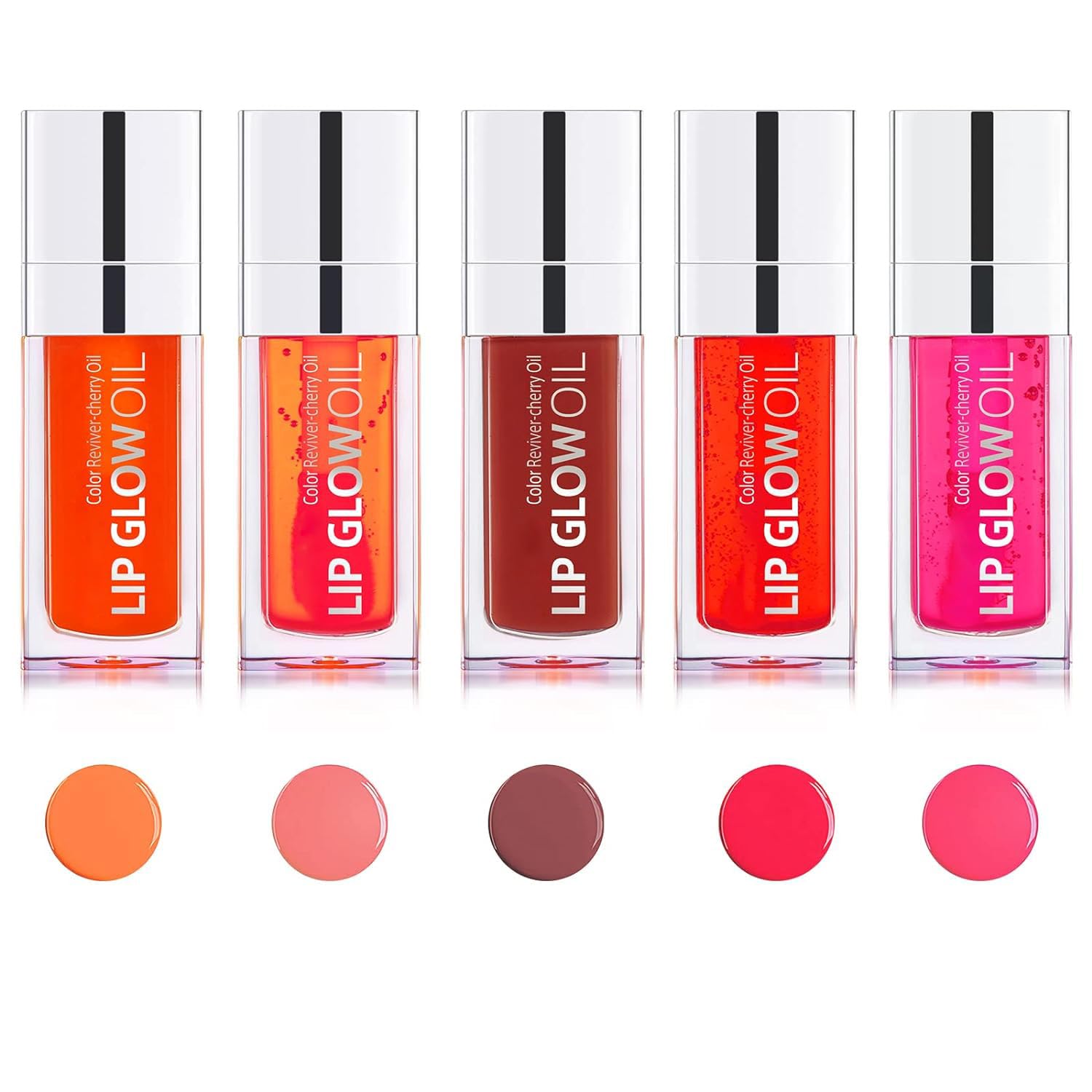 sefudun Plumping Lip Oil,Long Lasting Hydrating Lip Gloss Tint Lip Balm Moist and Non-sticky for Dry Lip Care (5 Pack)