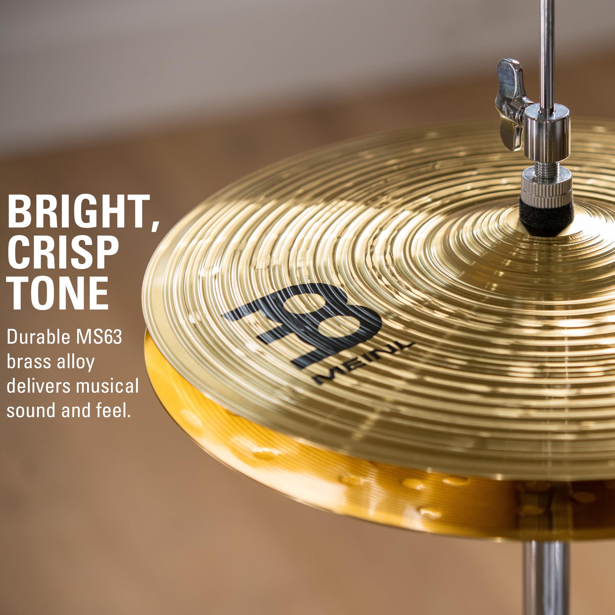 Meinl 14” Hihat (Hi Hat) Cymbal Pair – HCS Traditional Finish Brass for Drum Set, Made In Germany, 2-YEAR WARRANTY (HCS14H)