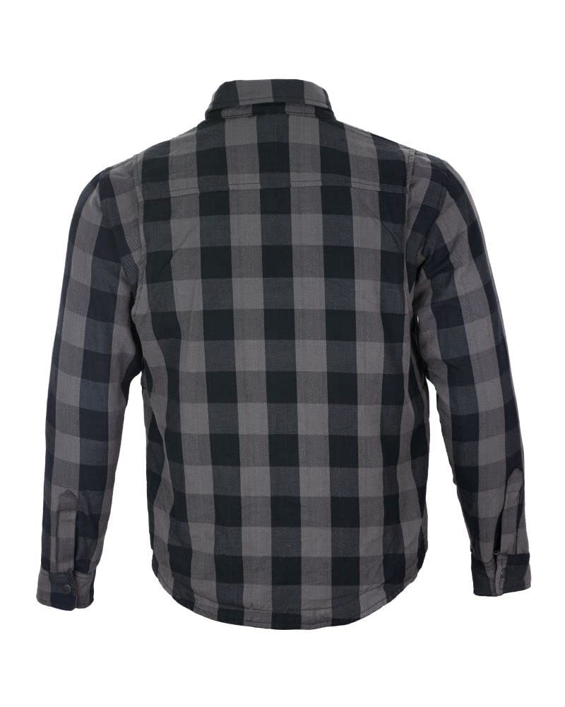 Mens Motorcycle Lightweight Waterproof CE armor Blk/White & Gray Checkered Flannel Riding Jacket Shirt (as1, alpha, 2x, regular, regular, Blk/Gray, 2X-Large)