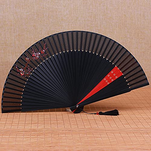 RTUGOVT Folding Fan Folding Fan Chinese Women's Ancient Classical Wind Fan Fan Hanfu with Manual Small Silk Dance Japanese Folding Fan Tai Chi Folding Fan (Color : Light Green)