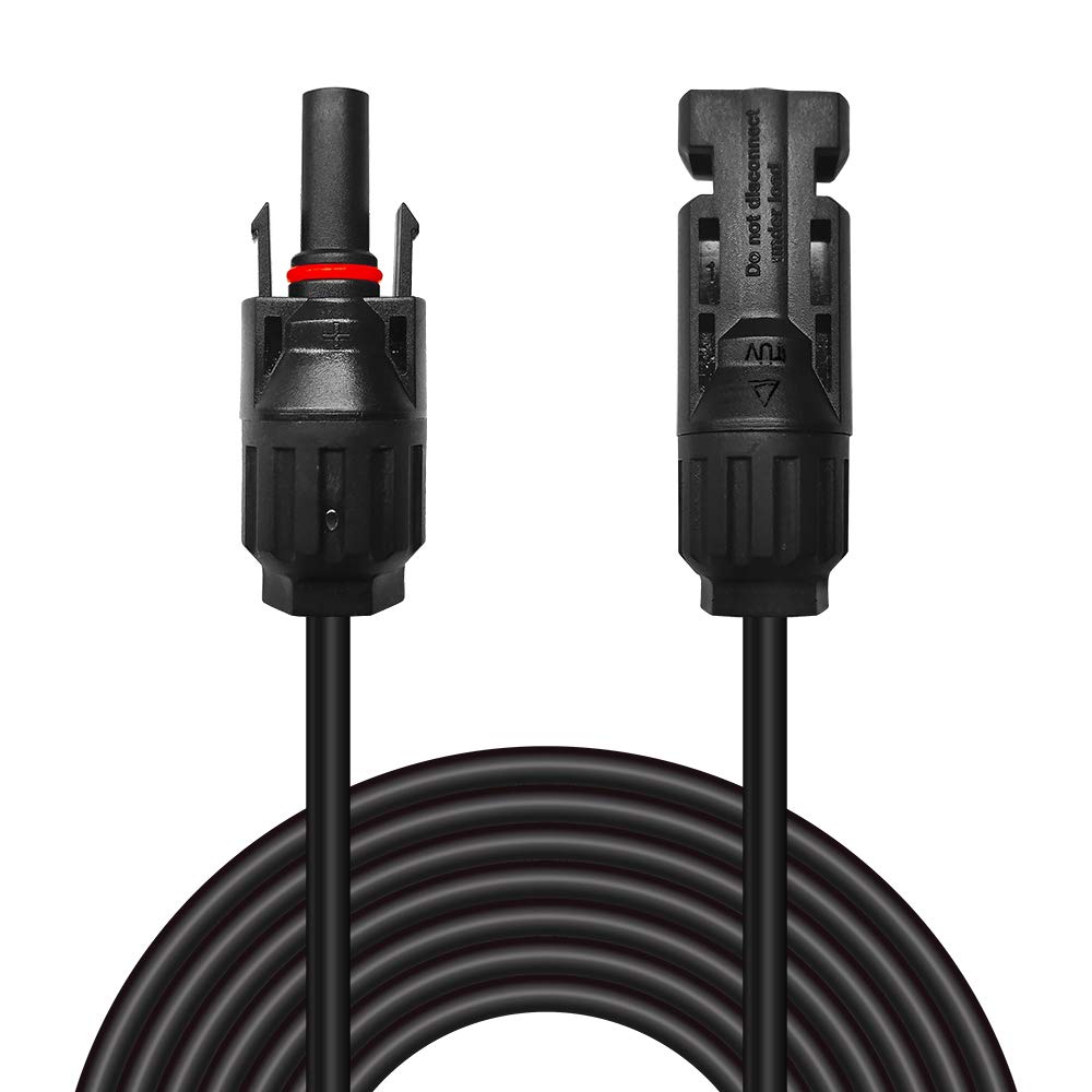 Newpowa 6FT 15FT 30FT 50FT 100FT(Feet) 10AWG(6mm²) Solar Extension Cable with Male/Female Solar Panel Connectors Weatherproof for PV Outdoor Use,One Tinned Copper Black
