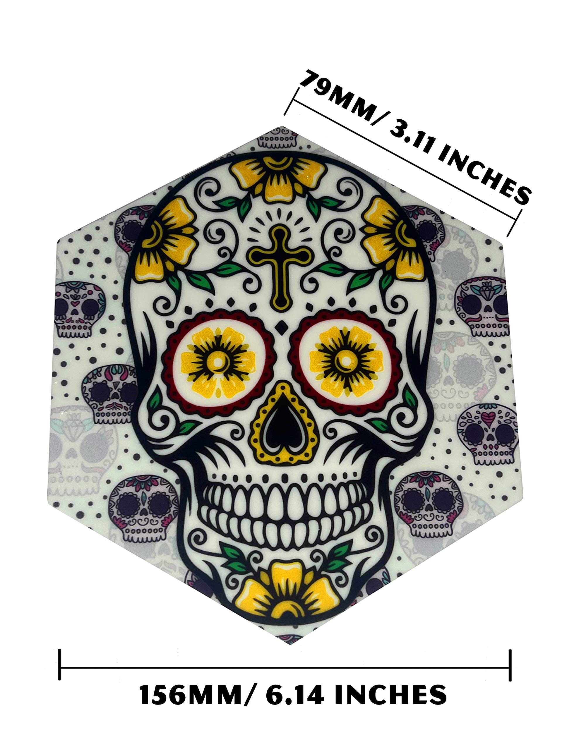 Trippy Mats - Silicone Heat Resistant Cooking Mat, Wax Mat, Cool Designs, Hexagon Non Stick Mat. (Sugar Skull Mat)