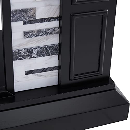 SEI Furniture Drovling Marble Tiled Electric Fireplace, Black-White-Gray