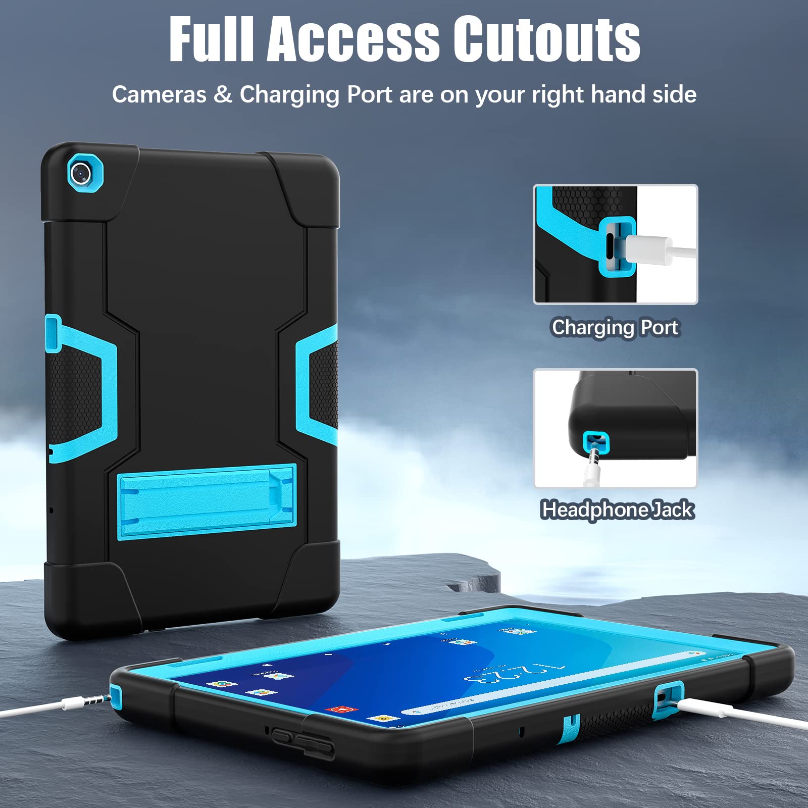 WESOROL for Walmart ONN 10.1 Inch Tablet Case Gen 2 2020 (Model 100011886) Only, Shockproof Kids Friendly Heavy Duty Hybrid Rugged Case with Built-in Kickstand for ONN 10.1 Tablet, Black+Blue