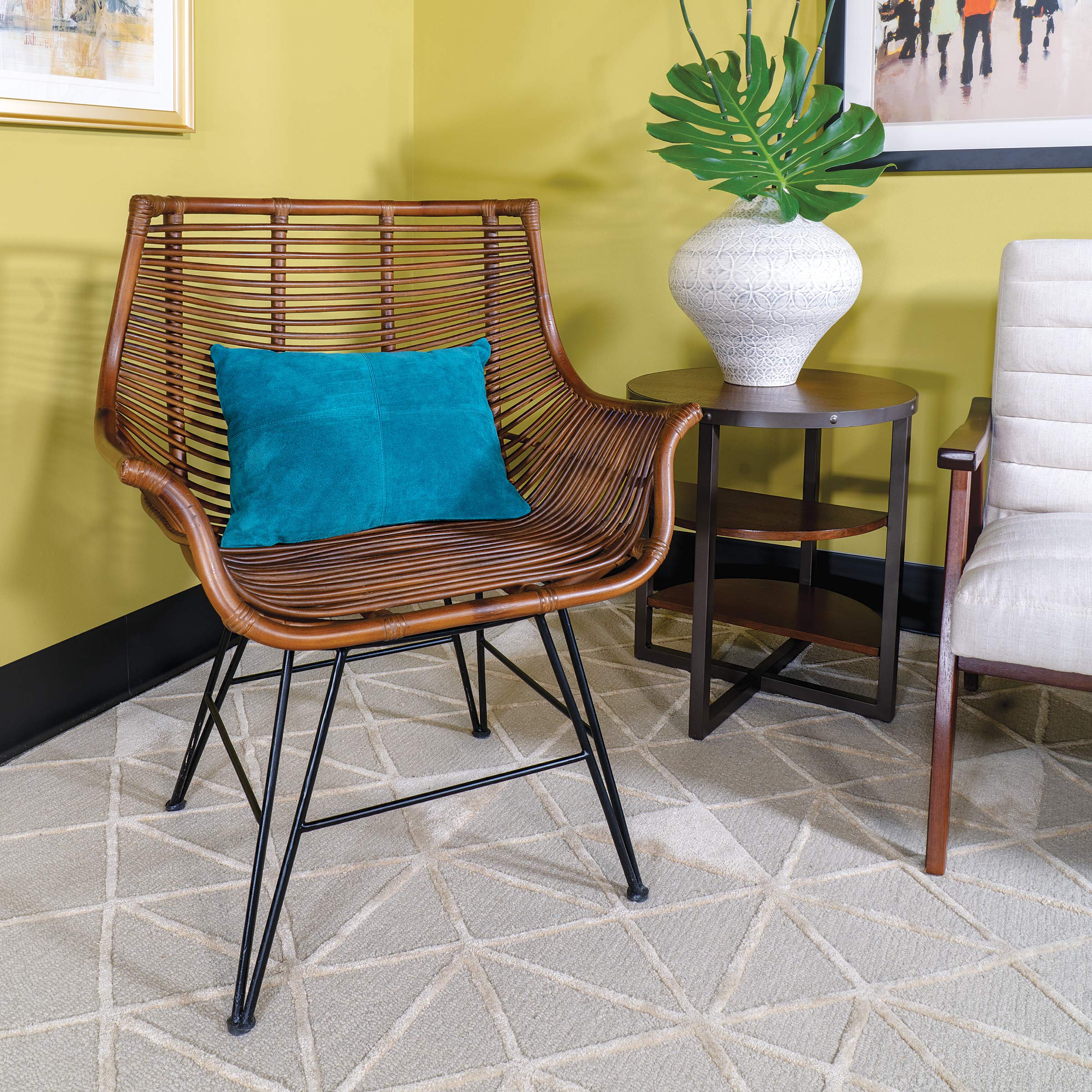 OSP Home Furnishings Dallas Rattan Club Chair, Brown