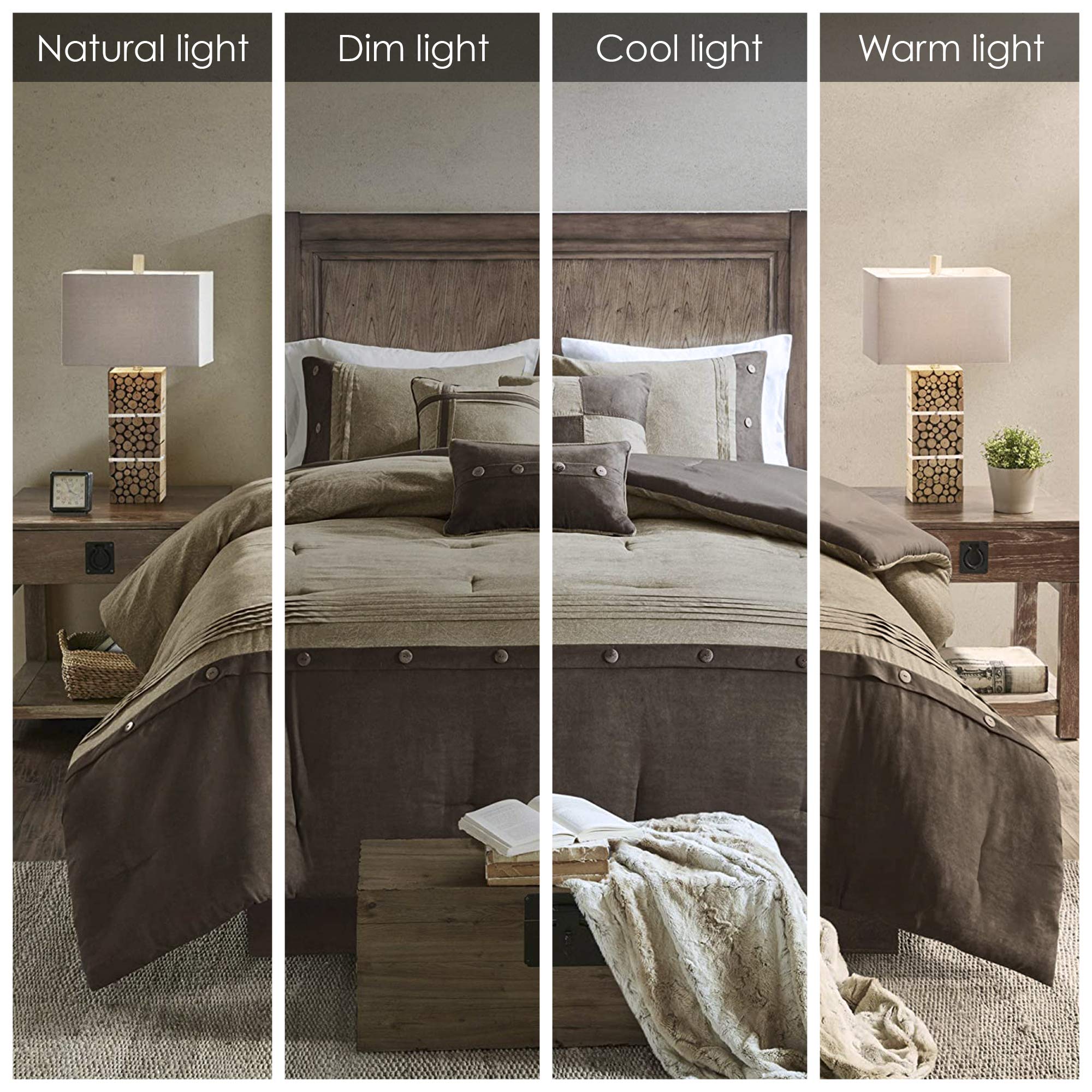 Madison Park Boone Cozy Comforter Set, Faux Suede, Deluxe Hotel Styling All Season Down Alternative Bedding Matching Shams, Decorative Pillow, California King (104 in x 92in), Rustic Brown 7 Piece