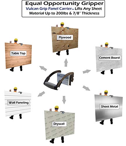 Vulcan Grip Panel Carrier | Drywall and Plywood Gripper, Lifter and Carrying Tool | Makes it Easy to Solo Lift and Carry Sheet Materials with Good Posture and No Back Pain | Self Adjusts to Thickness