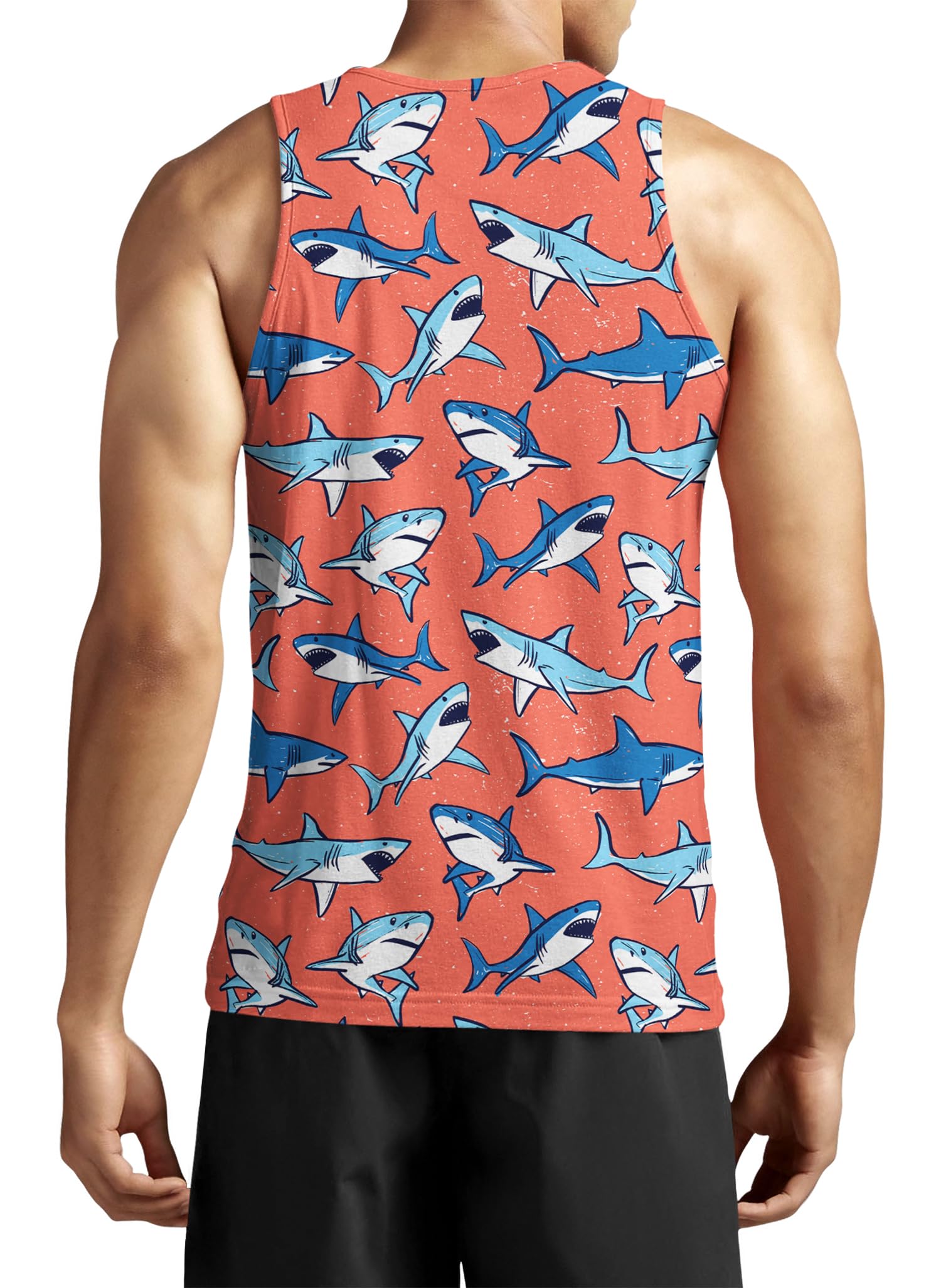 Mens Tank Tops Funny Graphic Tank Tops for Men 3D Printed Cool Summer Beach Sleeveless Mens Shark Tank Top Undershirt
