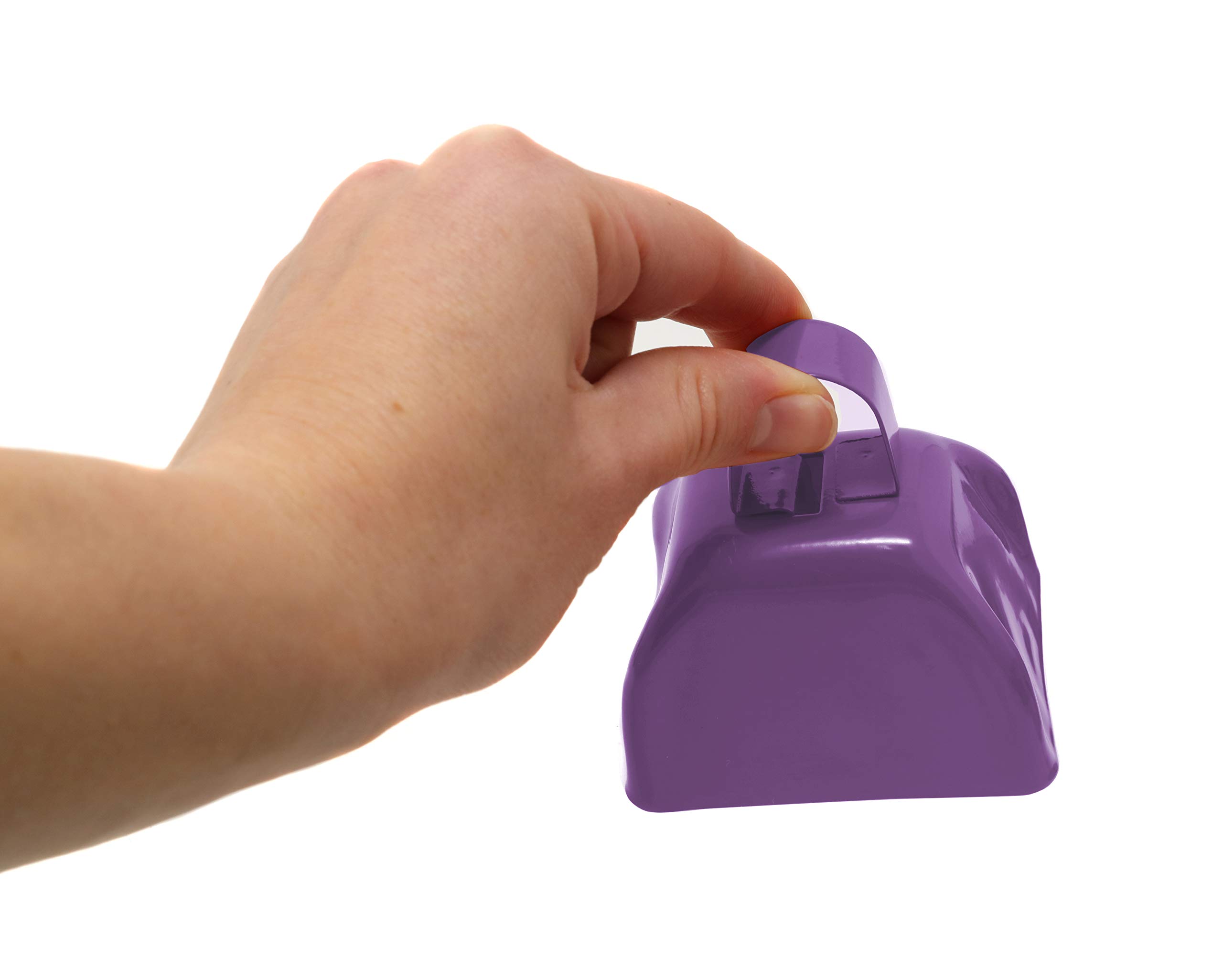 Metal School Cowbell Noisemakers Assorted Random Colors (Pack Of 4 Cowbells)
