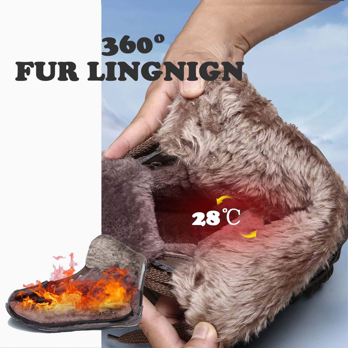 Niber Men Winter Snow Boots Warm Waterproof Mid Calf Shoes Outdoor Hiking Climbing Walking Working Bootie with Full Fur Lined