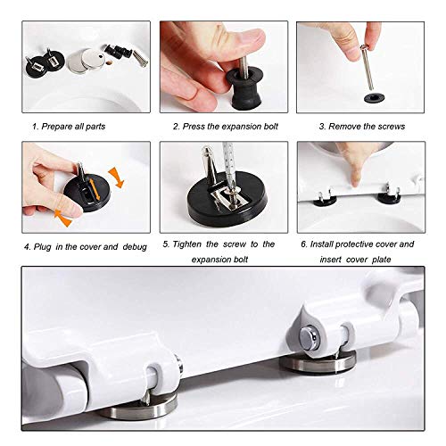 Upgraded 2 Full set Toilet Seat Hinge Fixings Top Fix Nuts Screws Quick Release Hinges Fittings Rubber Back To Wall For Toilet Seat Hinges Replacement