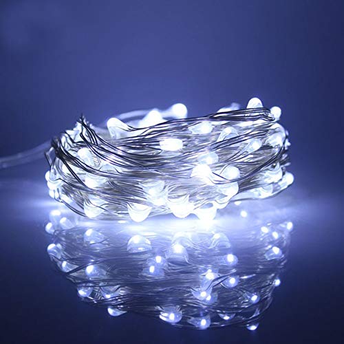 Lxcom Lighting Fairy String Lights 6.56Ft 280leds 14 Strands Battery Operated Copper Wire Branch Lights 8 Modes Waterfall Twinkle Lights with Timer Decorative Lights for Home Festival Decor(White)
