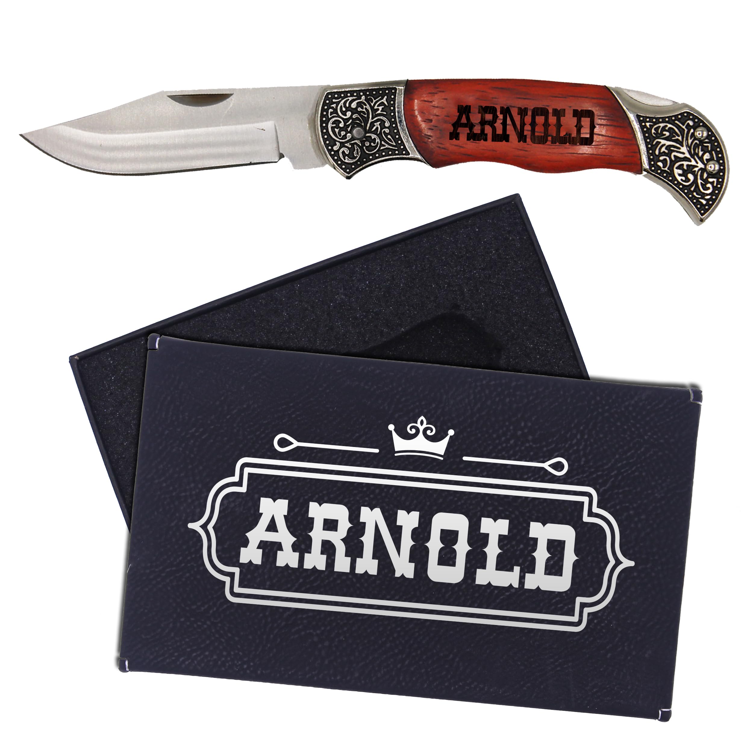 My Personal Memories, Customized Rosewood Handle Pocket Folding Knife with Engraving - Wedding Groomsmen - Personalized Monogrammed and Engraved (Custom Personalized 2 Lines)
