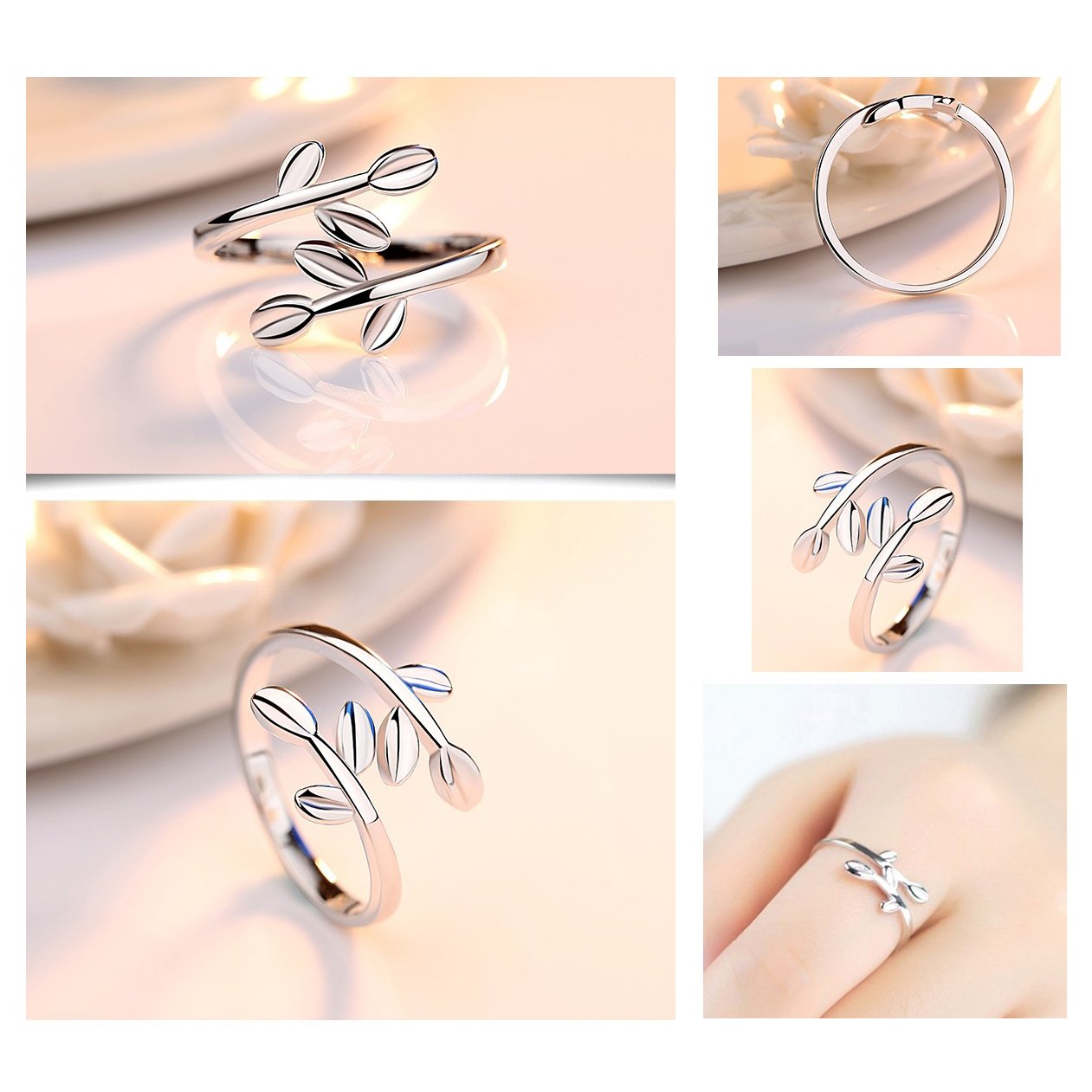 lauhonmin 3pcs S925 Sterling Silver Open Rings Set Finger Ring Joint Ring Toe Ring Beach Jewelry Gifts for Women Adjustable (Style A)