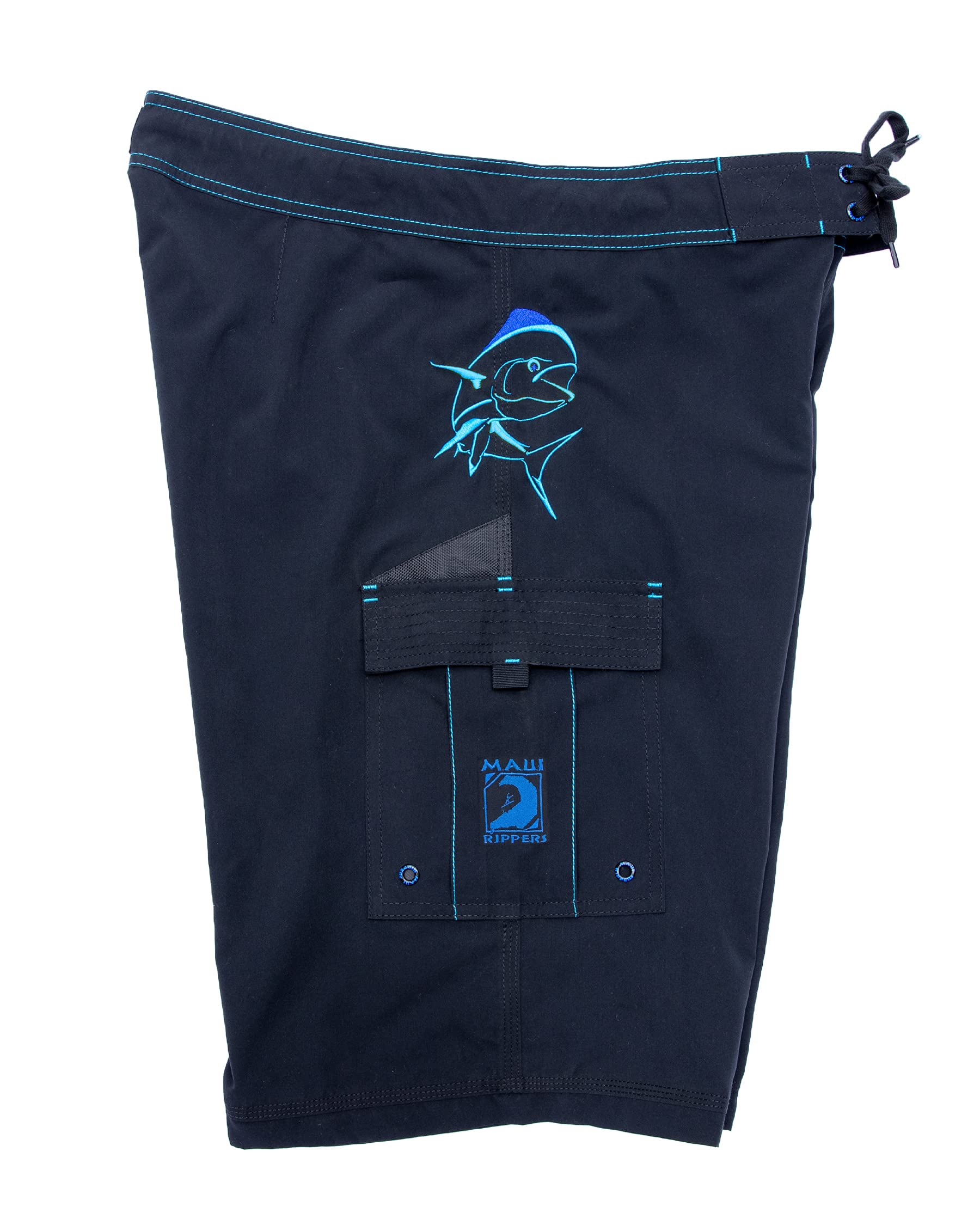 Maui Rippers Men's 22" Mahi Fisherman Short, Black (36)