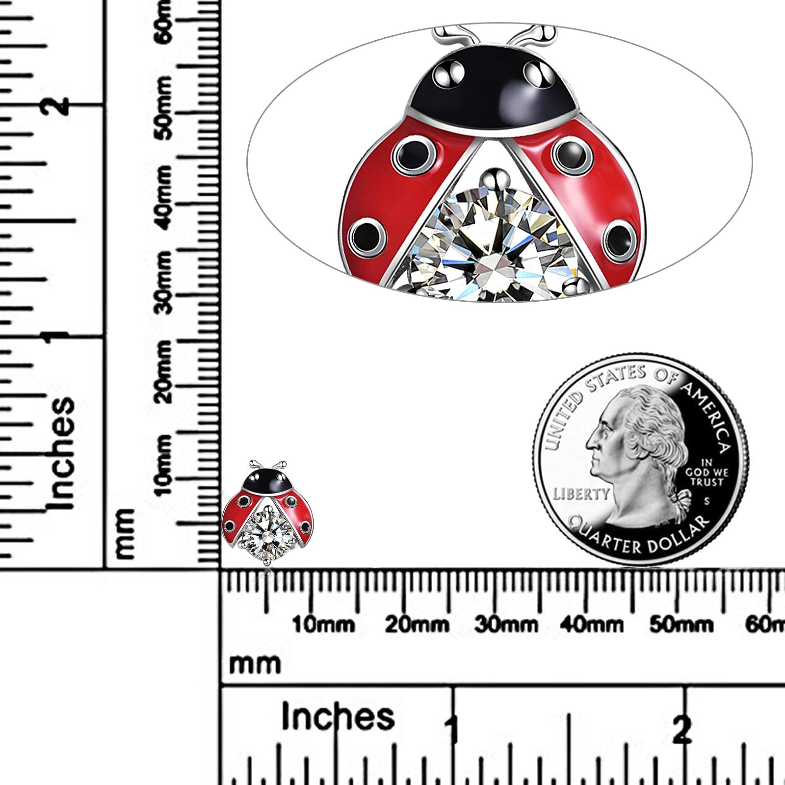 POPLYKE Ladybug Earrings for Women Sterling Silver Cute Ladybug Stud Earrings Jewelry Gifts