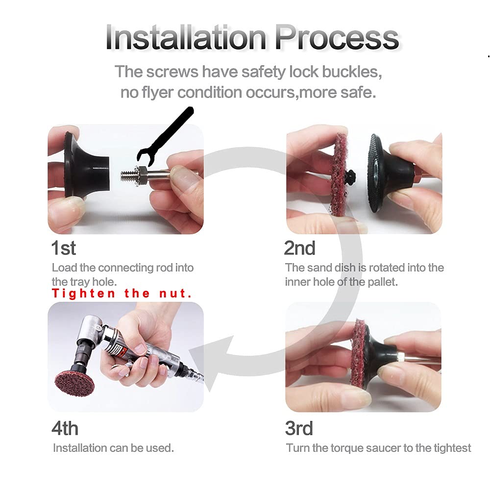 Tshya Quick Change Disc Pad Holder, 4 Pack Roll Lock Disc Holder, with 1/4" Shanks for Die Grinder Accessories