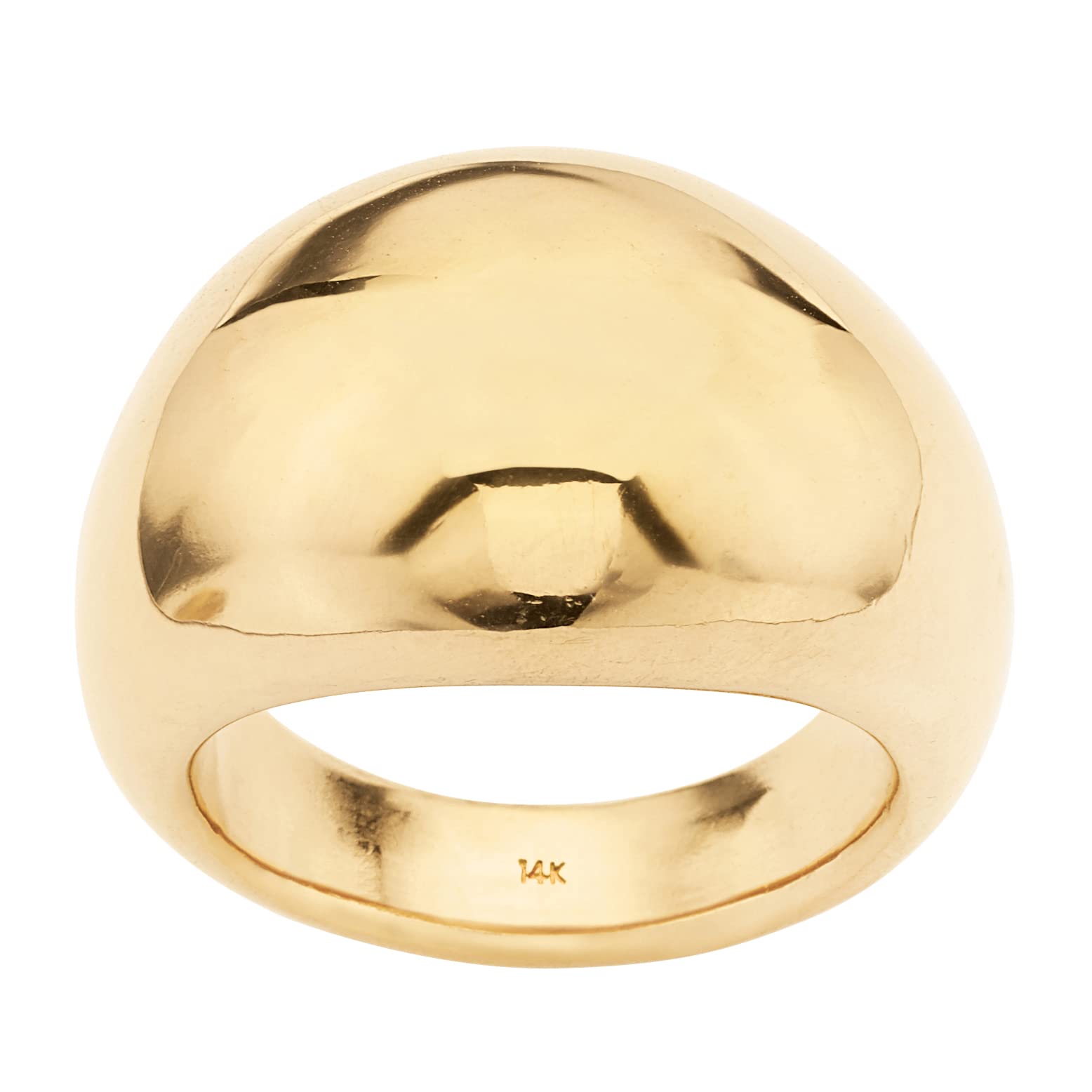 PalmBeach 14K Yellow Gold Nano Diamond Resin Filled Polished Dome Ring (6.5mm) Sizes 7-10 Size 10
