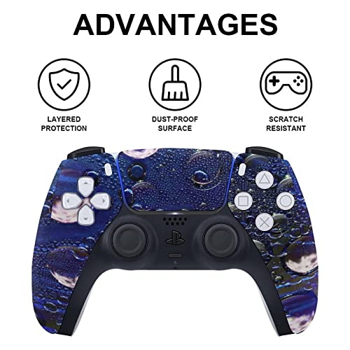 Small Light Blue Rings Full Protective Skin Cover Design Wrap Decal Sticker Compatible with PS5 Disk Version Console and Controller