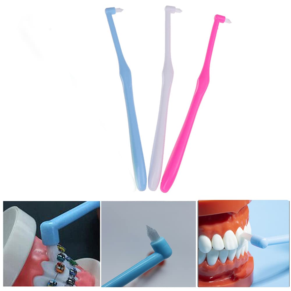 ZHUOEEDAAY 6 Pcs Tuft Toothbrushes Tufted Brush Slim Teeth Brush for Teeth Detail Cleaning and Braces Clean Soft and Compact Trim Tooth Toothbrush Rose Red Blue White