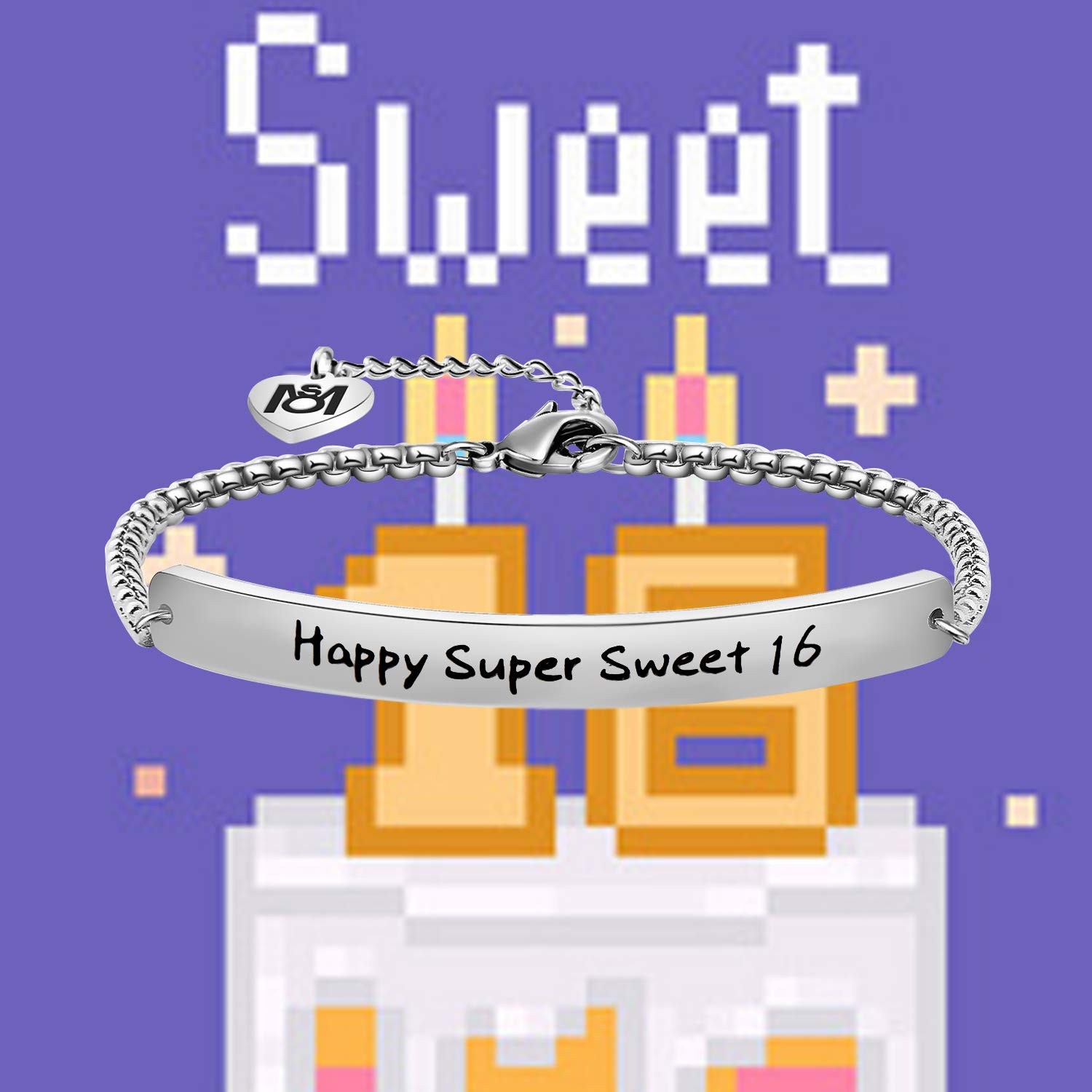 MYOSPARK Happy Super Sweet 16 Birthday Bracelet Gift For Daughter (16th Bracelet)