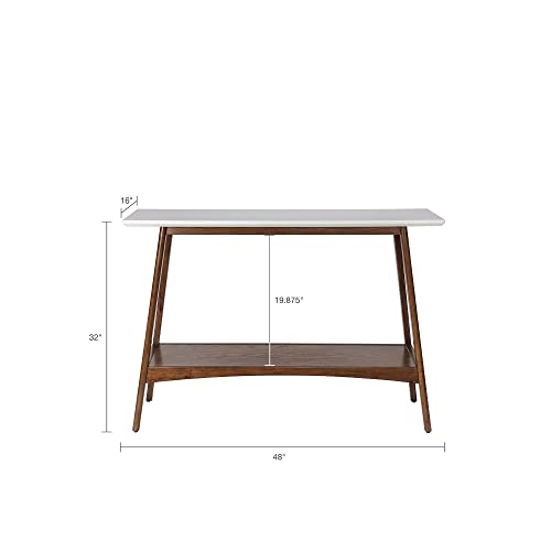 Madison Park Parker Console Tables-Solid Wood, Two-Tone Finish with Lower Storage Shelf Modern Mid-Century Accent Living Room Furniture, Medium, Off-White/Pecan