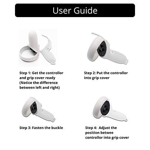 NexiGo Newest Touch Controller Grip Cover & Knuckle Strap & Lens Protect Cover Set for Oculus Quest 2, Professional Silicone Protection Accessories, Sweatproof, Anti-Fall, Matte White