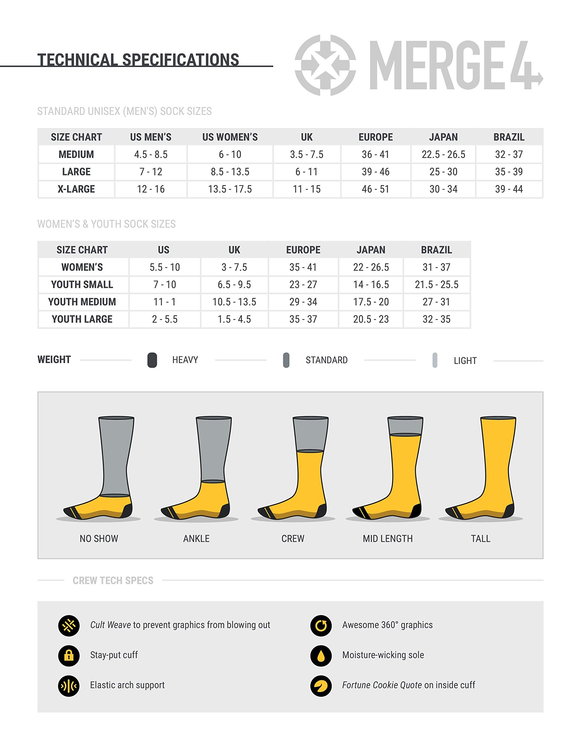 MERGE4 Skulls Black Stripe Basic Unisex Crew Sock
