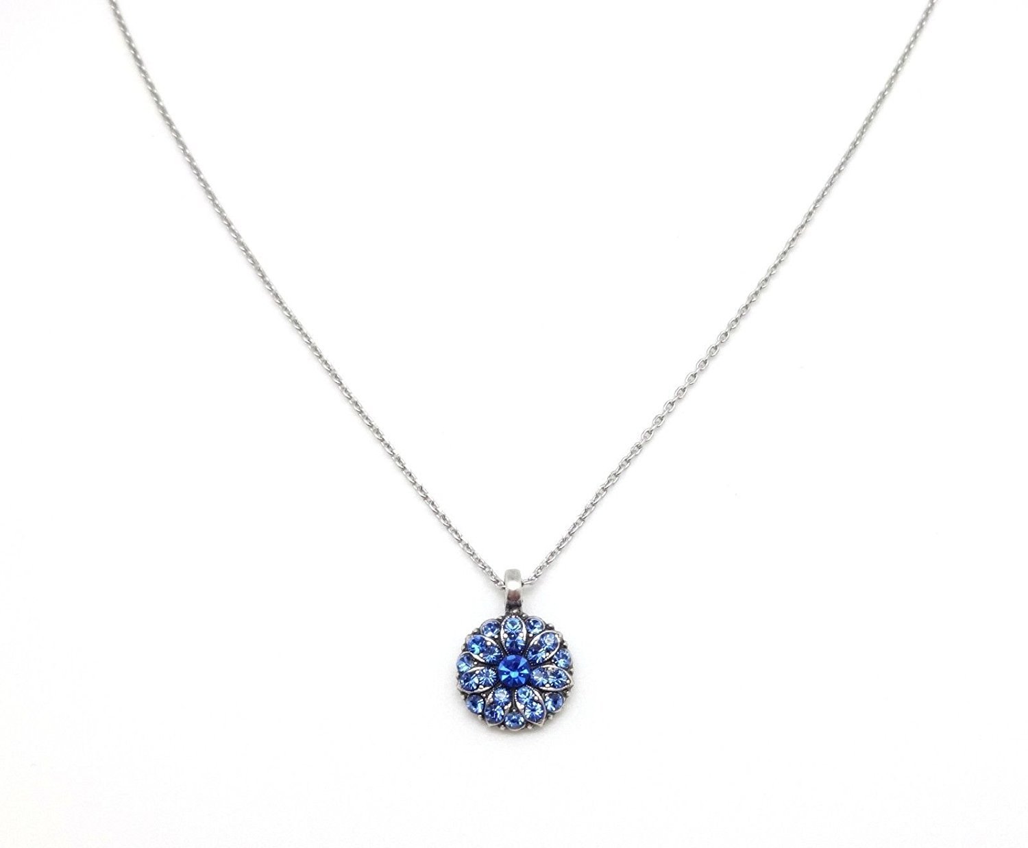 Mariana Silvertone Guardian Angel Pendant Necklace in Blue Crystal 206206
