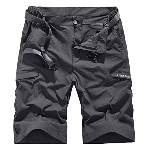 Men's Outdoor Stretch Quick Drying Cargo Pockets Hiking Camping Fishing Athletic Shorts with Multi Pockets Army Military