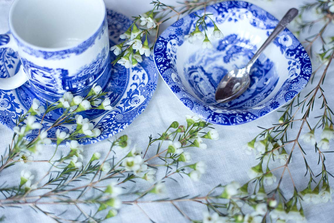 Spode Blue Italian Collection Dip Dishes | Set of 3 Mini Dipping Bowls for Serving Sauces and Side Dishes | Made of Fine Porcelain | Dishwasher and Microwave Safe | Blue/White
