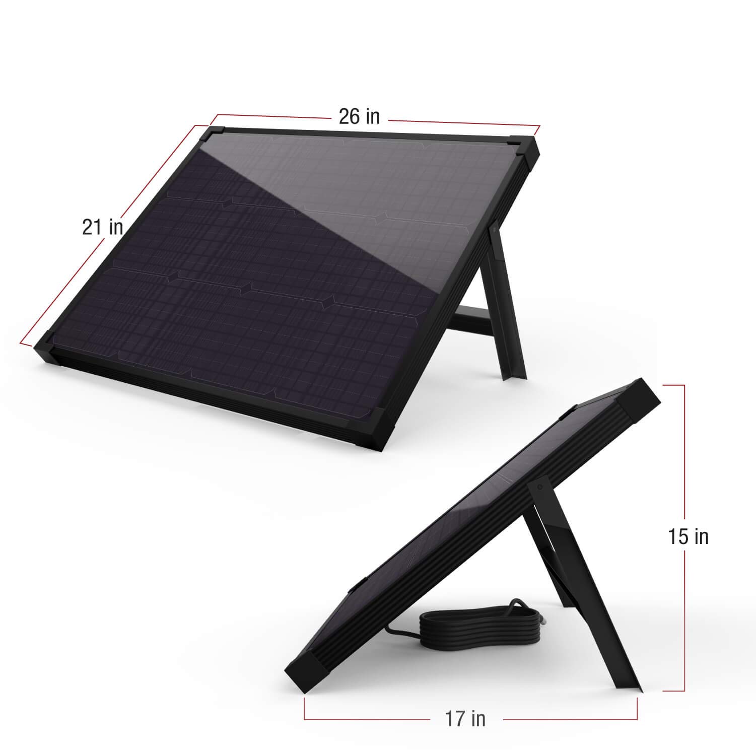 Raptic Titan Solar 50W Solar Charger Panel for Titan/Titan XL Portable Power Station with Built-in Kickstand
