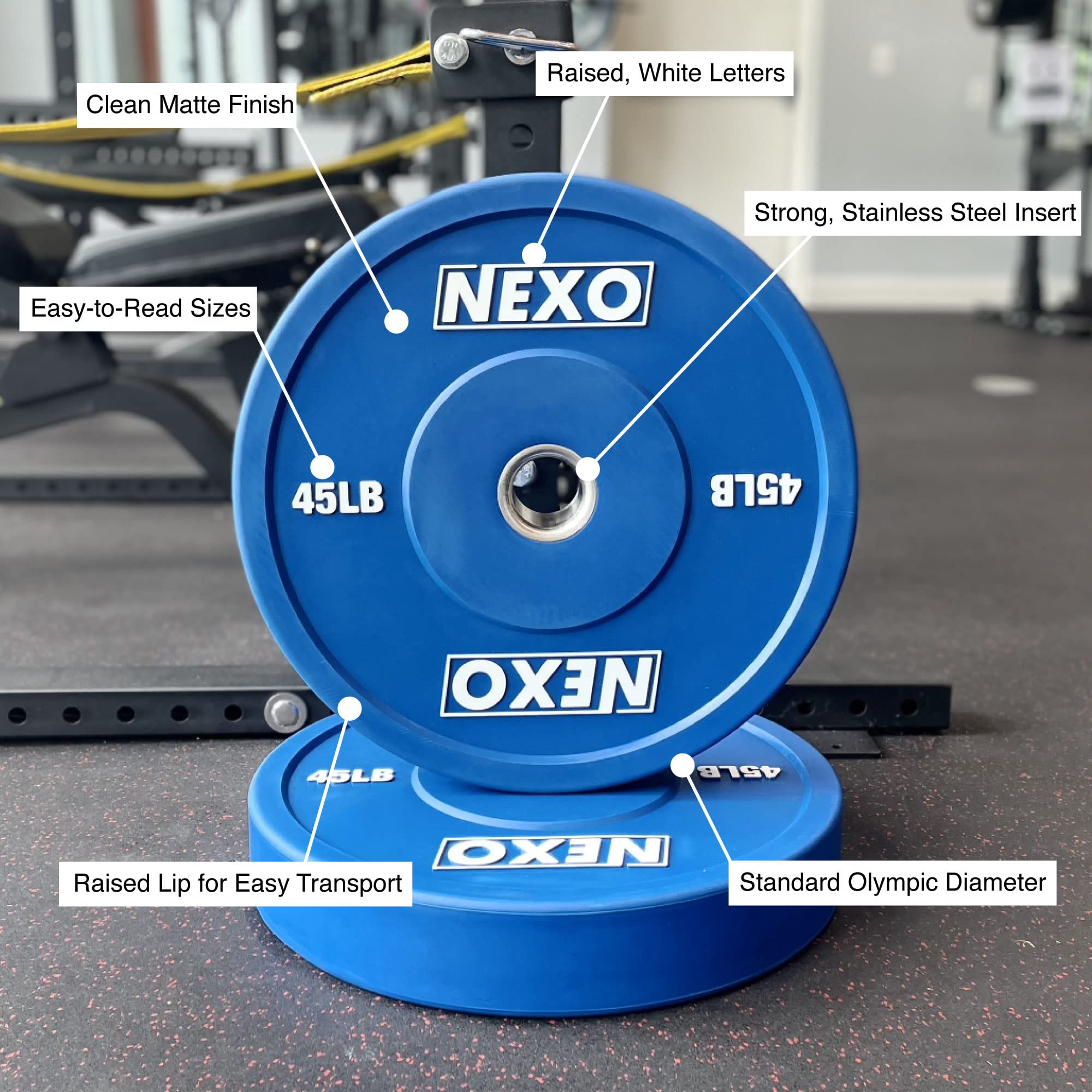 NEXO 10LB Rubber Bumper Plate Pair - Premium Matte Gray Finish 2x 10LB Cross Training Weight Plates