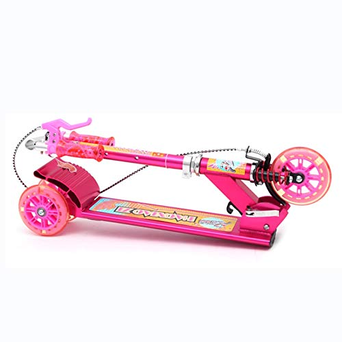 Moolo Foldable Children Kick Scooter,Kids 3 Wheel Double Brakes Commute Adjustable Handle Height Youth with Protective Gear 2-14 Years Old Bearing Weight 100kg (Color : Orange)