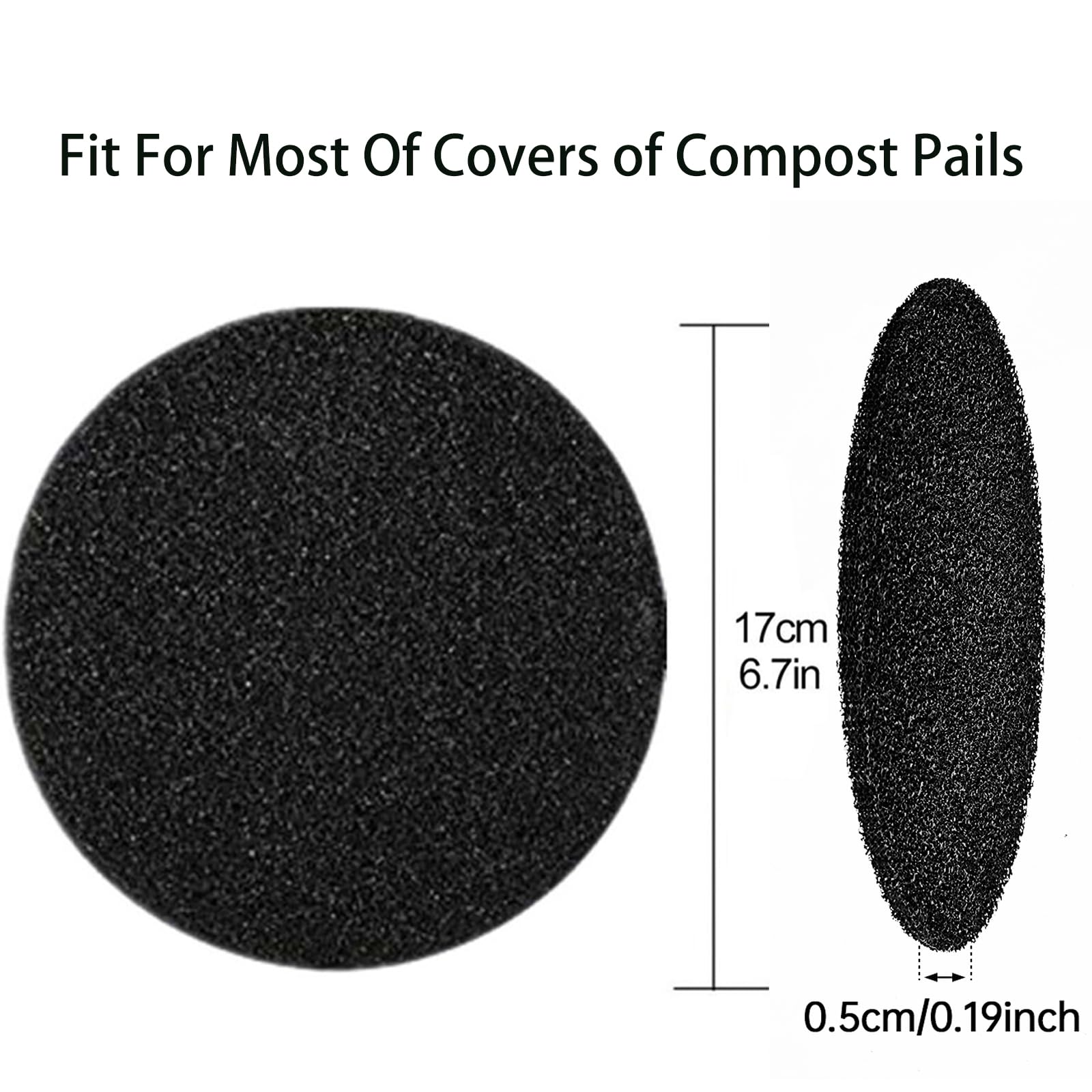 LXIANGN 6.7inch Kitchen Charcoal Filters Compost Bin Replacement Carbon Filter Round for Trash Cans, Compost Buckets, Countertop and Recycle Bins (10 Pack)
