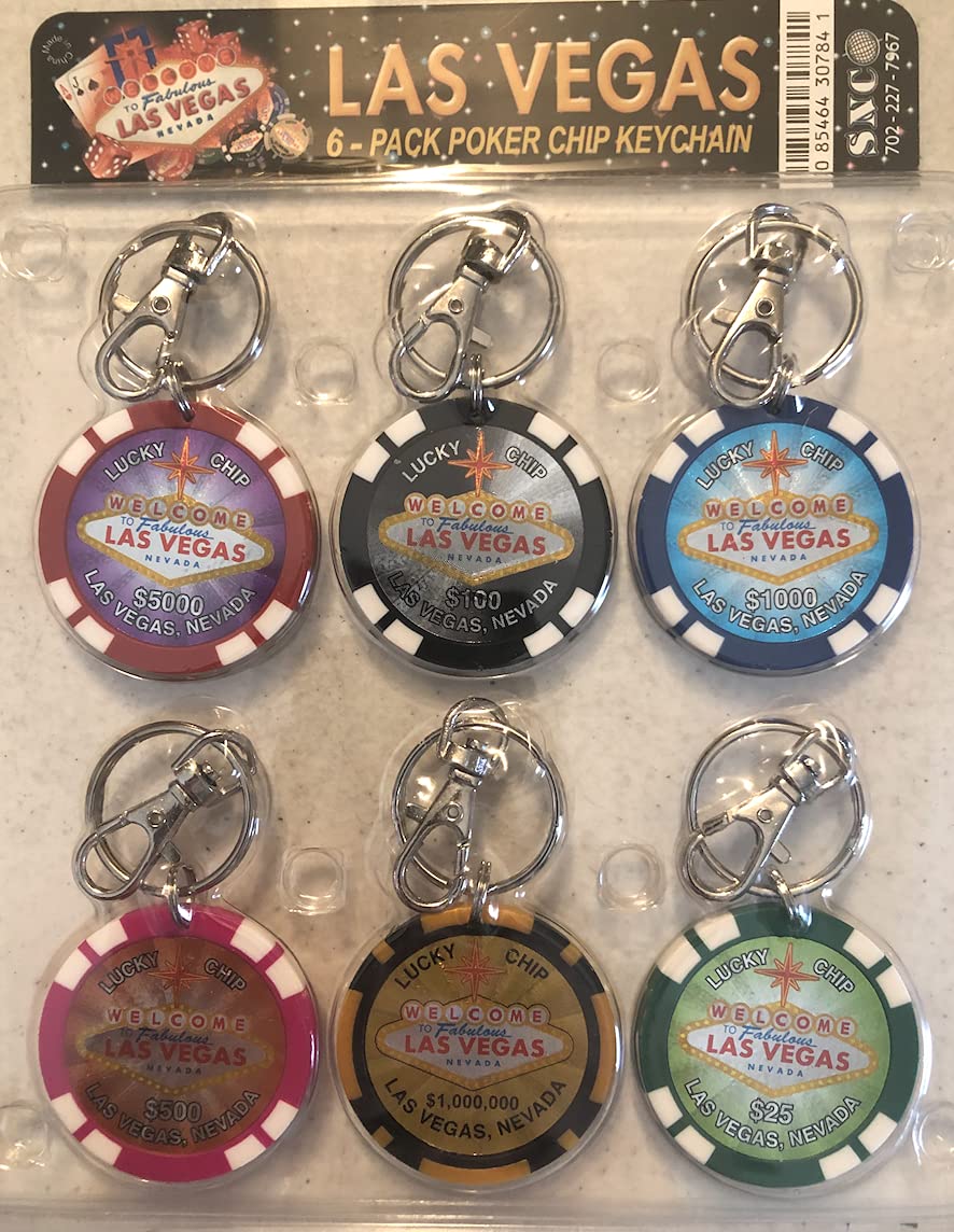 Plum Nellie Las Vegas Poker Chip Keychain Set of 6, Multicolor, One Size