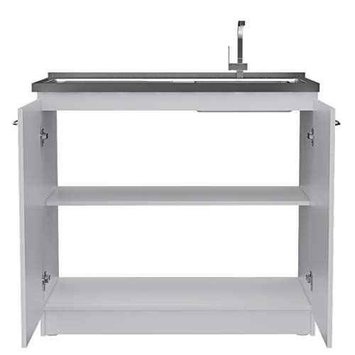 Tuhome Napoles Utility Sink with Cabinet, Double Door, One Shelf -White