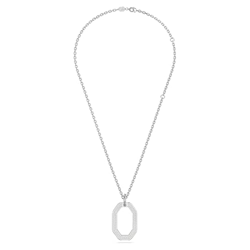 SWAROVSKI Dextera Pendant Necklace, Octagon Shape with White Crystal Pavé on Gold-Tone Finished Chain, Part of the Dextera Collection