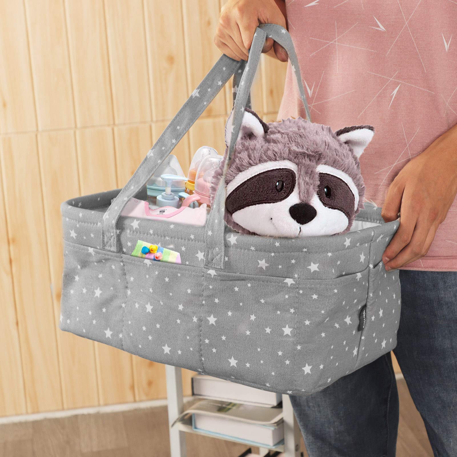 MorNon Baby Diaper Caddy Organizer Baby Shower Basket Storage Bin with Bottle Bag Car Organizer for Diapers and Baby Wipes