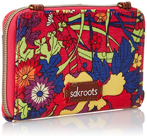 Sakroots Women's Artist Circle Smartphone Crossbody, Hot Pink Flower Power, One Size