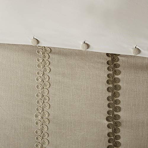 Madison Park Signature Chateau King Size Bed Comforter Set Bed In A Bag - Taupe , Soutache Cord Embroidery β 9 Pieces Bedding Sets β Faux Linen Bedroom Comforters