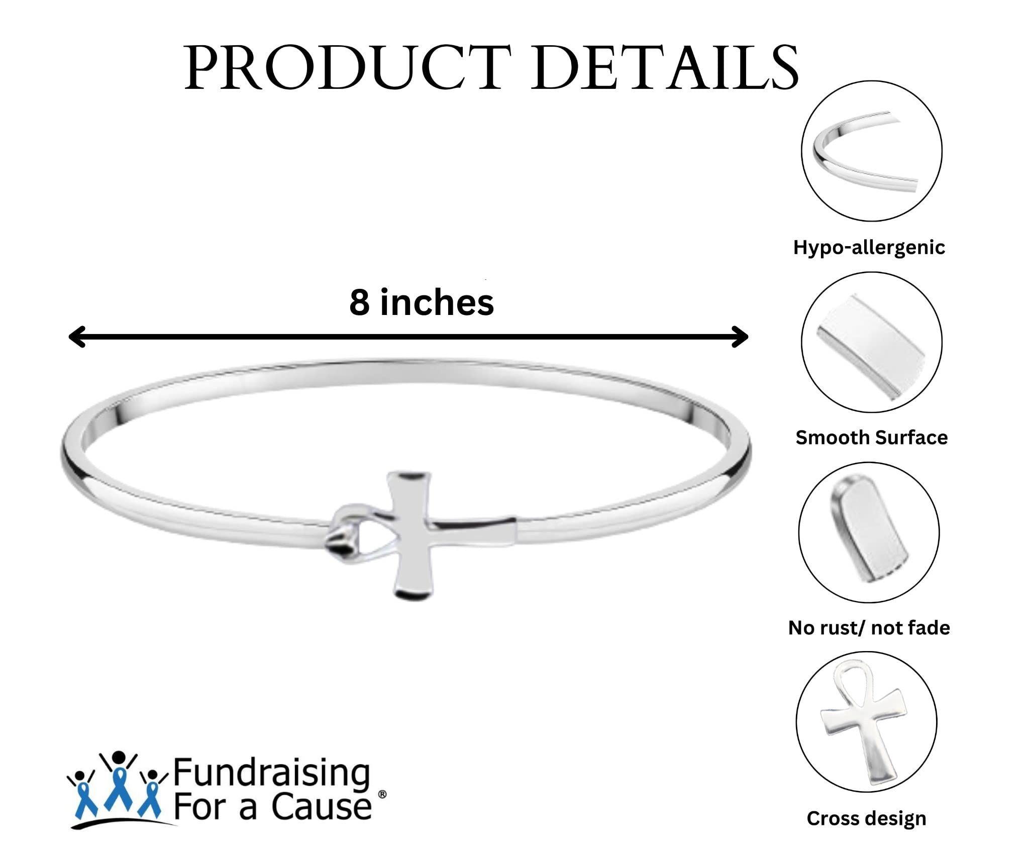 Religious Elegant Cross/Crucifix Bangle Bracelet β Bracelets with Silver Cross for Religious Groups, Faith Based, Gift-Giving/Confirmation Gift and Church Fundraising Item - 1 Bracelet