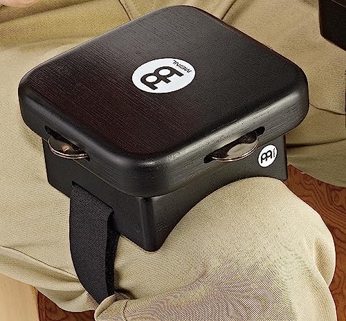 Meinl Percussion Knee Tap with Tambourine Jingles for Cajon Players, Includes Adjustable Strap β NOT Made in China β Play with Your Hands, Hollow Hardwood Body, 2-Year Warranty, Black (KP-JT-BK)