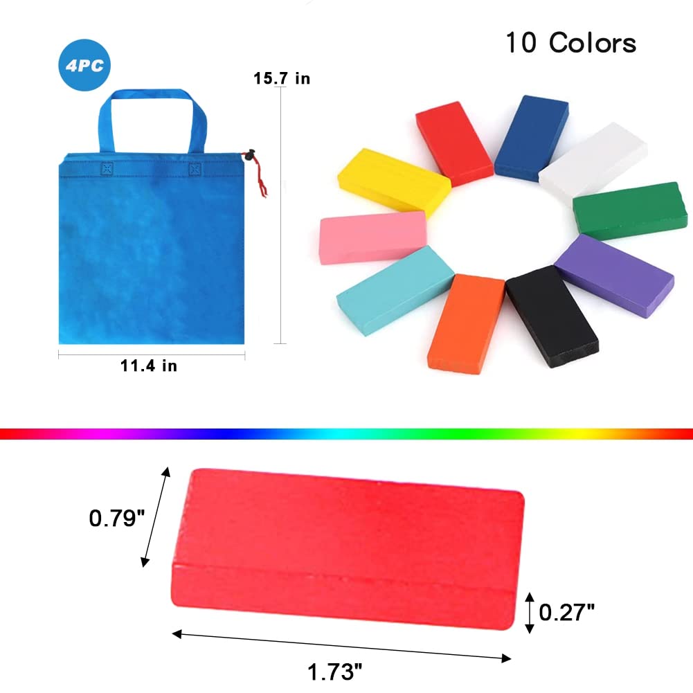 MorTime 1080 Pcs 12 Colors Wooden Dominoes Set with 23 Add-on Blocks and 3 Spacer for Kids Building Blocks Racing Tile Games with 3 Storage Bag (1080pcs)¡